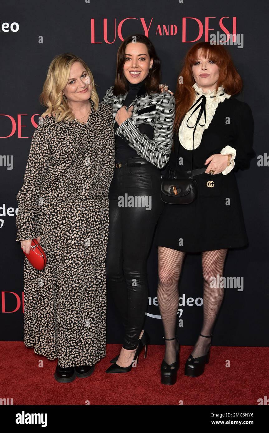 Amy Poehler, from left, Aubrey Plaza, and Natasha Lyonne arrive at the ...
