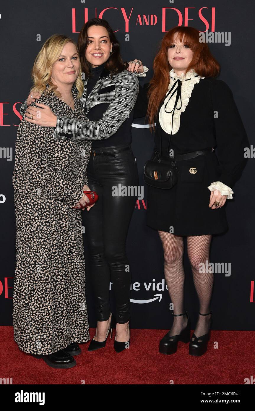 Amy Poehler, from left, Aubrey Plaza, and Natasha Lyonne arrive at the ...