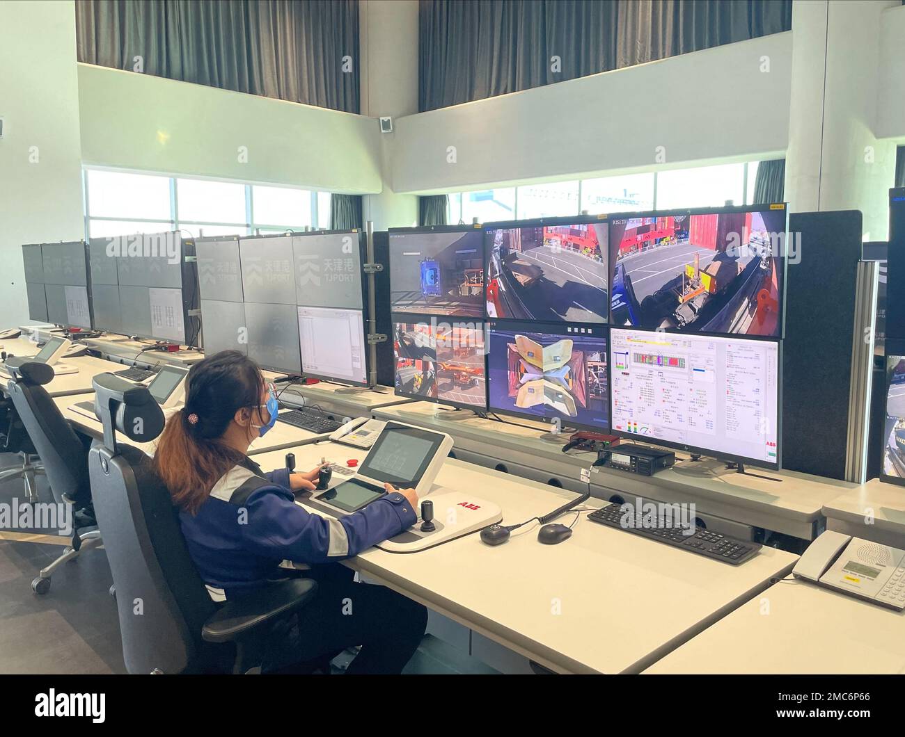 A control centre is seen the Port of Tianjin which has collaborated ...