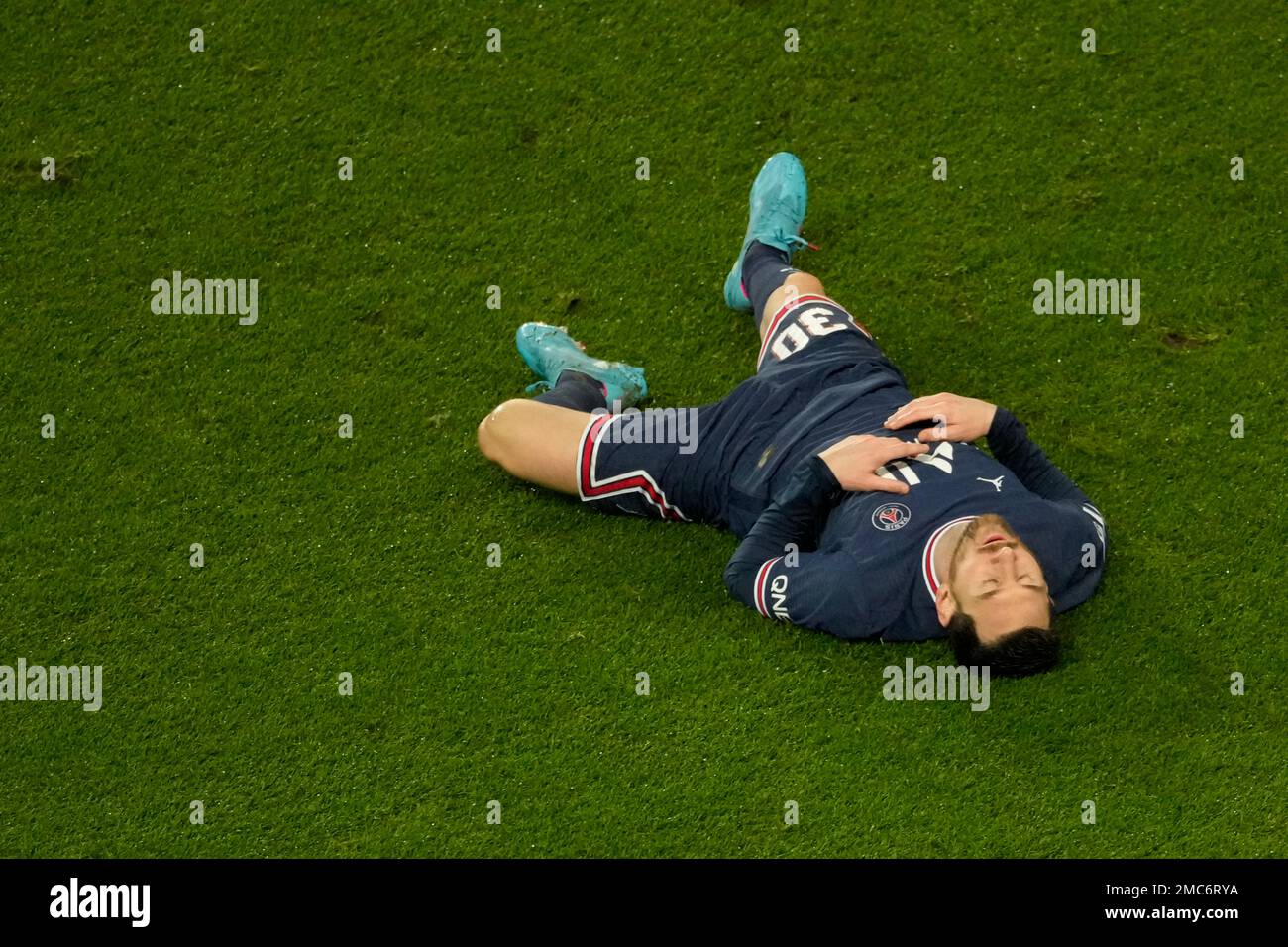 PSG's Lionel Messi gestures during the Champions League, round of 16 ...