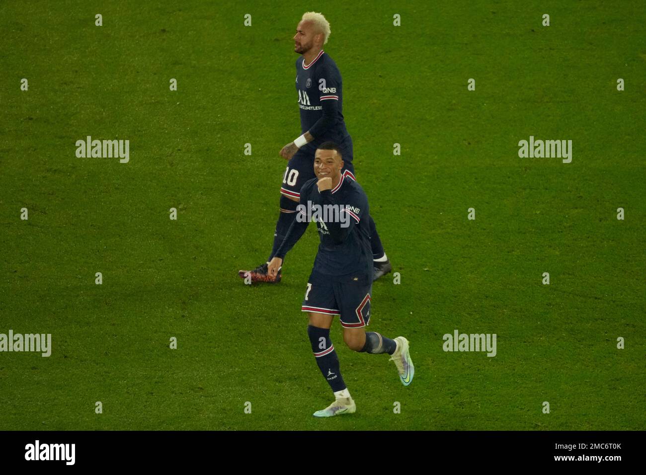 PSG's Kylian Mbappe celebrates after scoring his side's opening goal ...