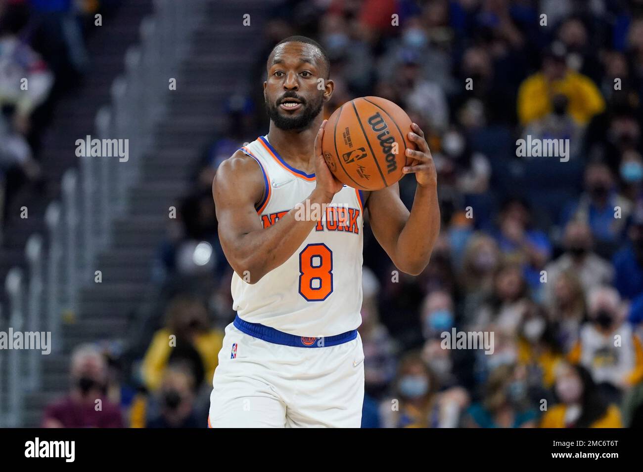 New York Knicks guard Kemba Walker against the Golden State Warriors ...