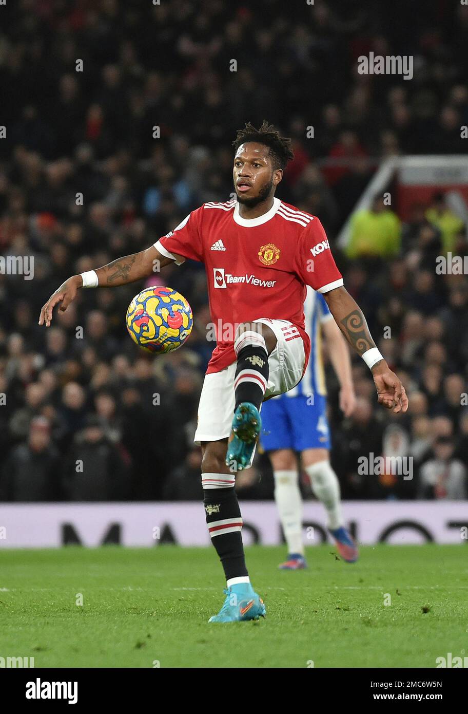 Manchester United's Fred passes the ball during the English Premier ...