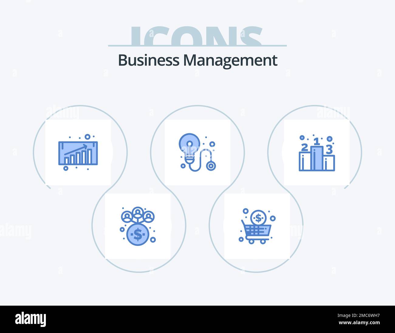 Business Management Blue Icon Pack 5 Icon Design. . rank. chart ...