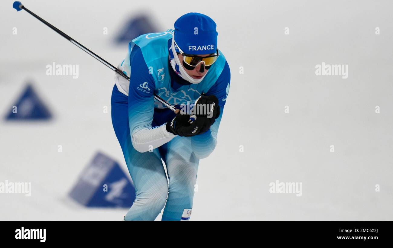 France's Matteo Baud competes during the cross-country skiing portion ...