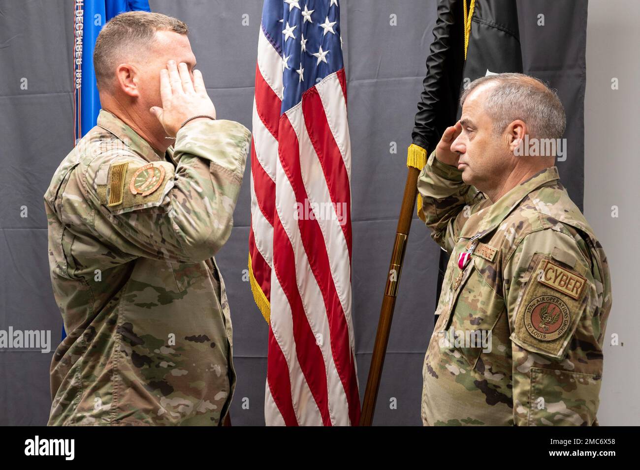 Senior Master Sgt. Dwight N. Watkins, right, network sections chief for ...