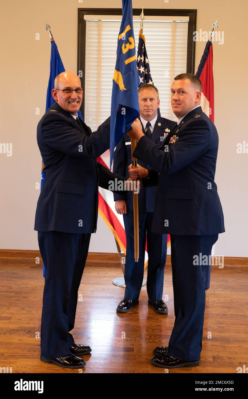 Incoming 131st Communications Flight Commander Capt. Garth Myers ...