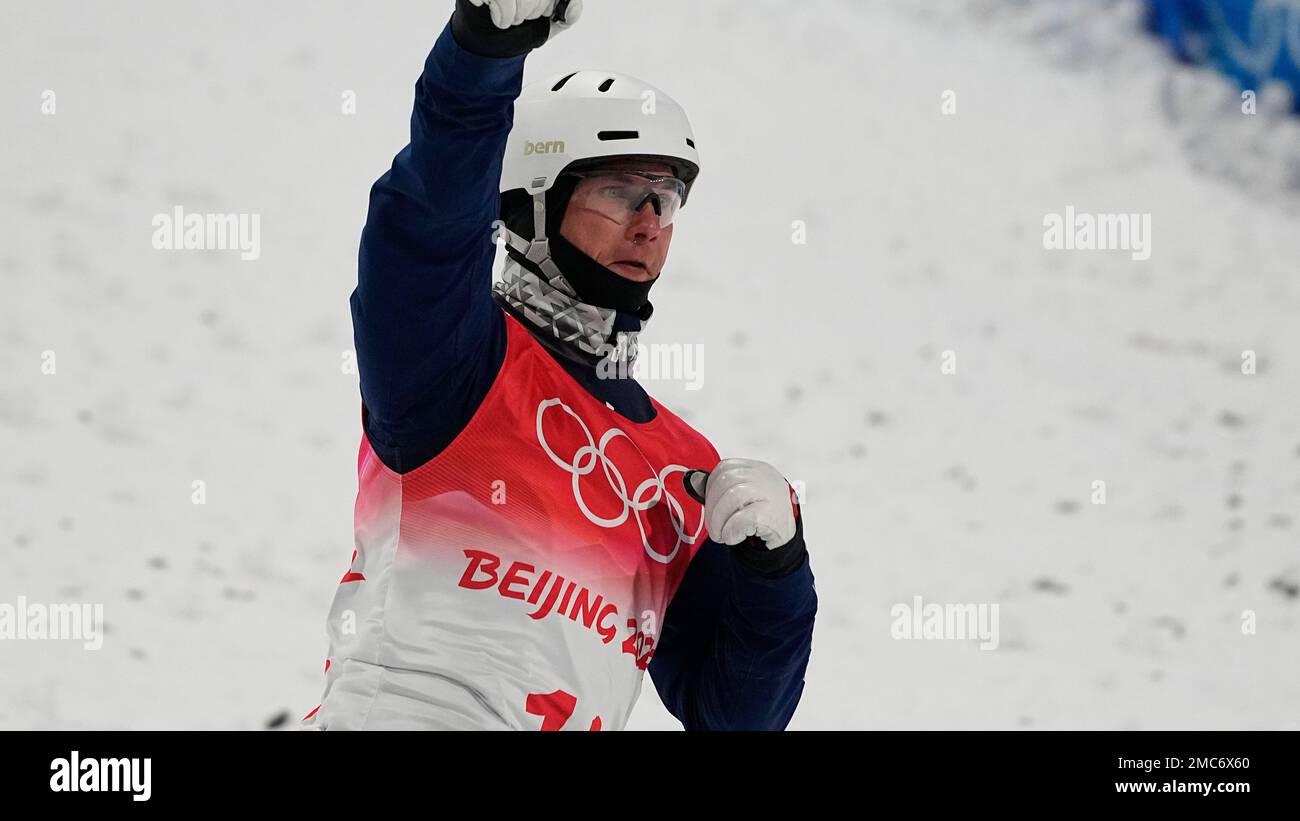 Ukraine's Oleksandr Abramenko reacts during the men's aerials ...