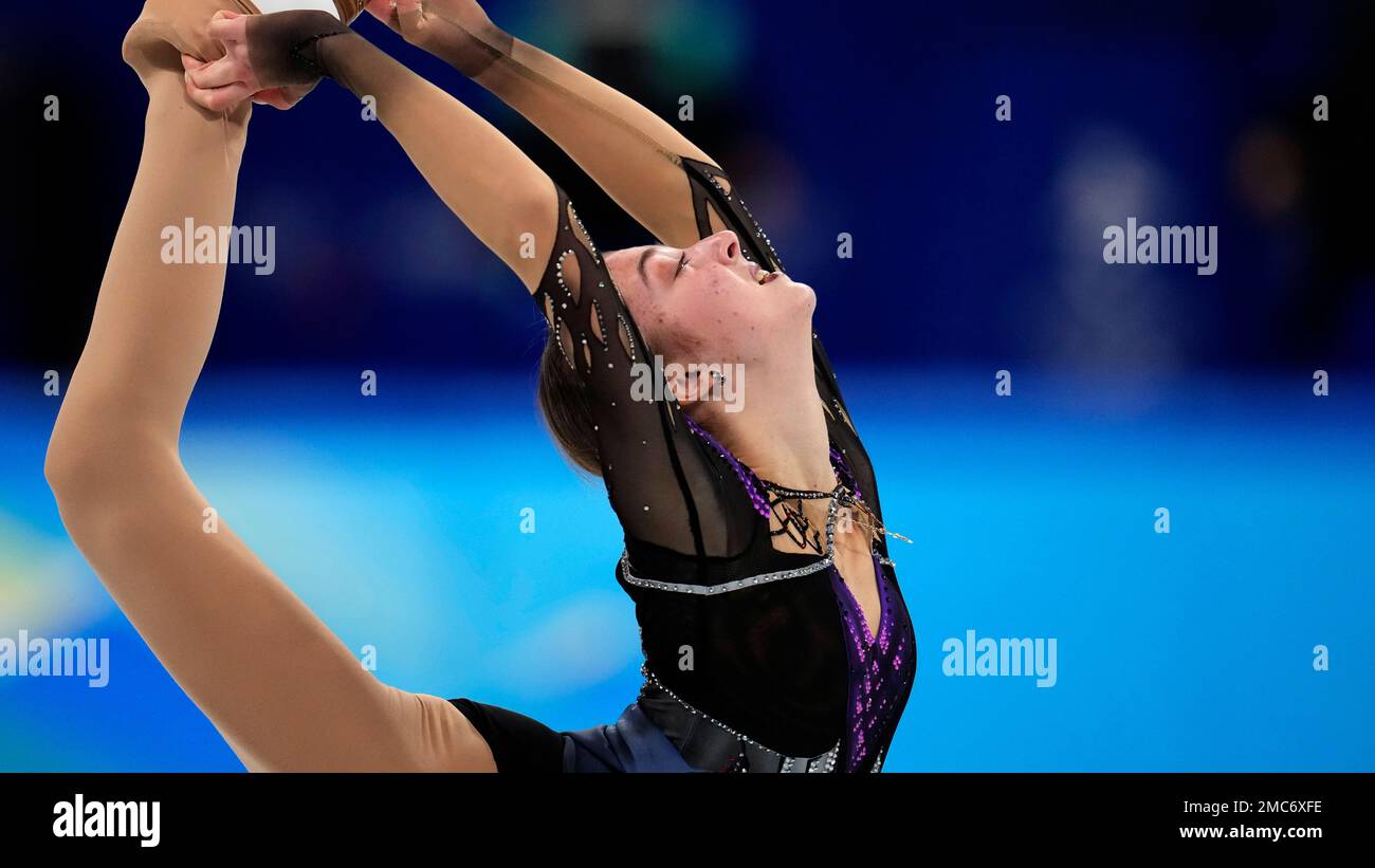 Olga Mikutina, of Austria, competes in the women's short program during ...