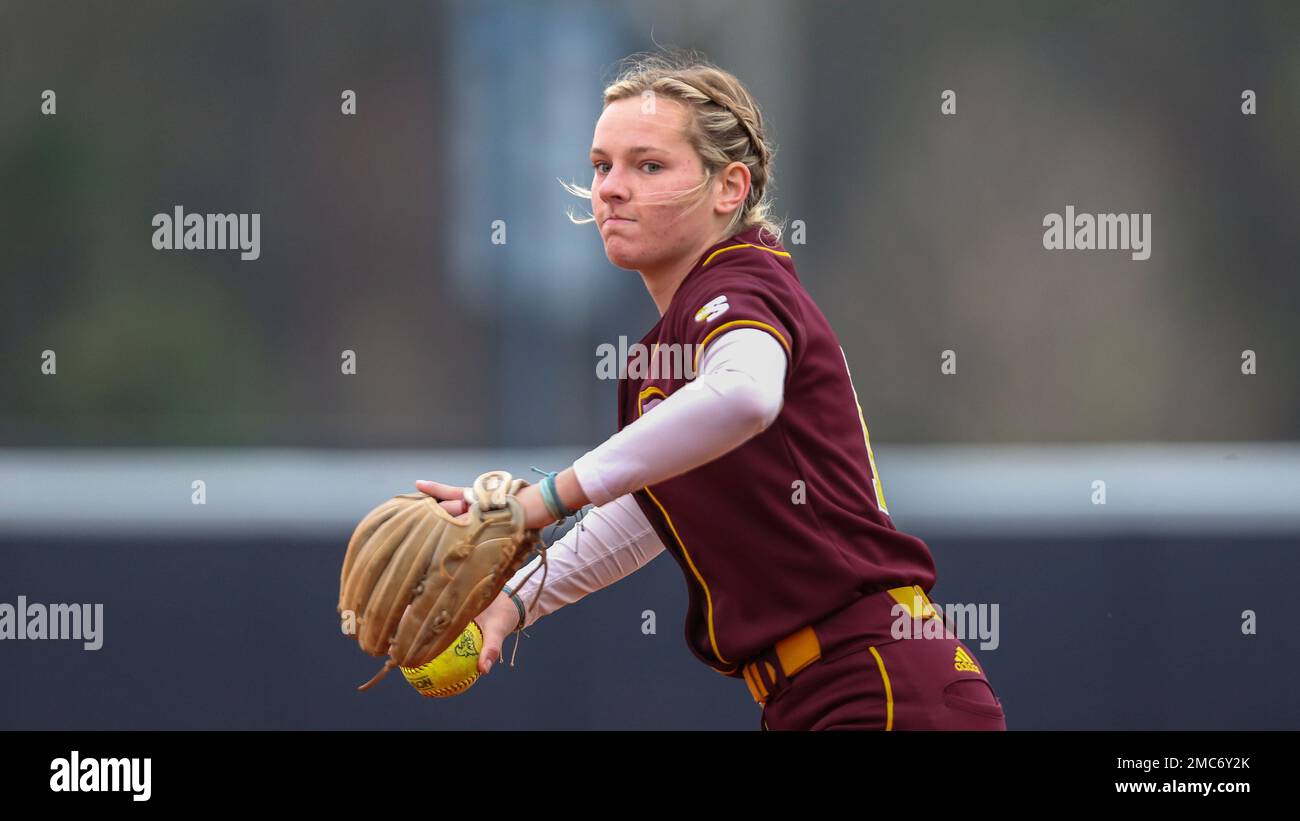 Winthrop infielder Lauren Hutcherson (12) warms up before an NCAA ...