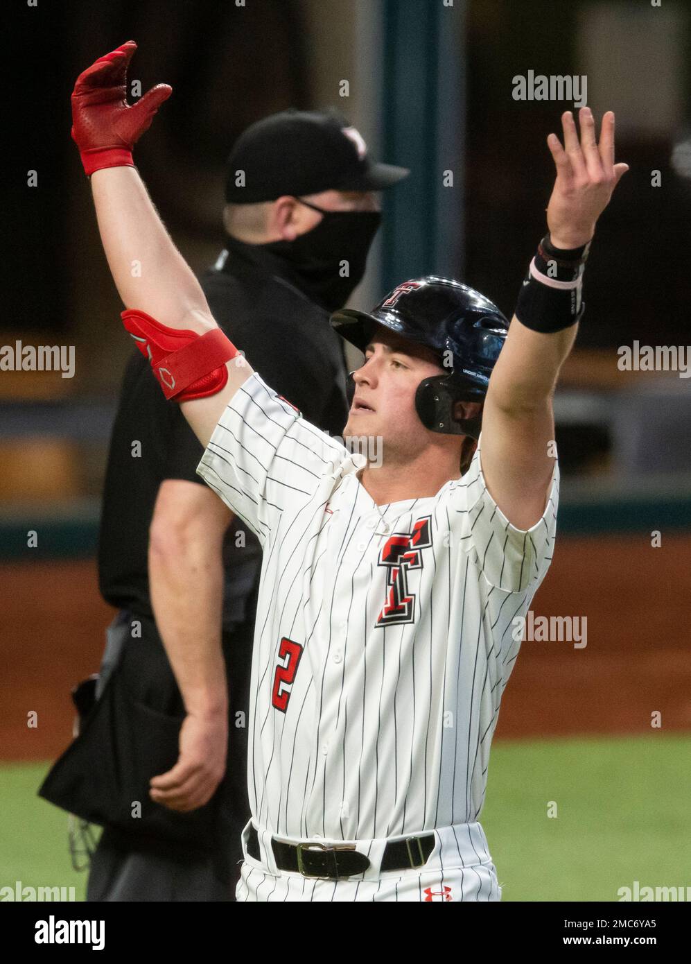 FILE - Texas Tech's Jace Jung (2) rallies fans after scoring on an RBI ...