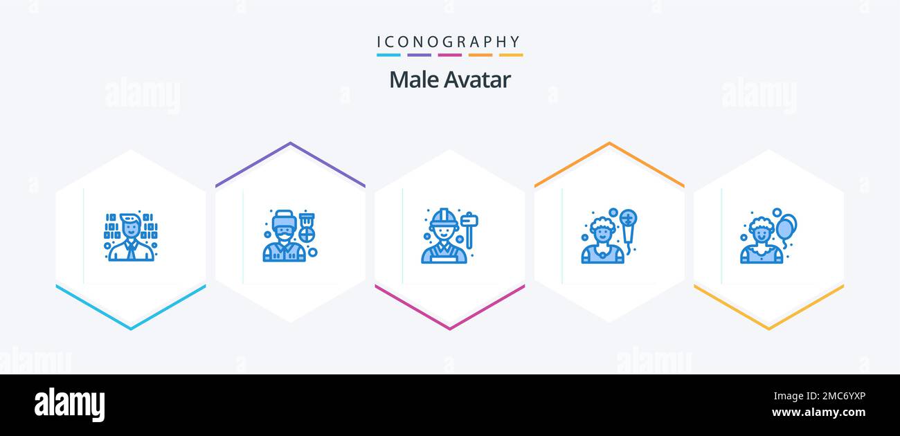 Male Avatar 25 Blue icon pack including . clown. engineer. circus. man ...