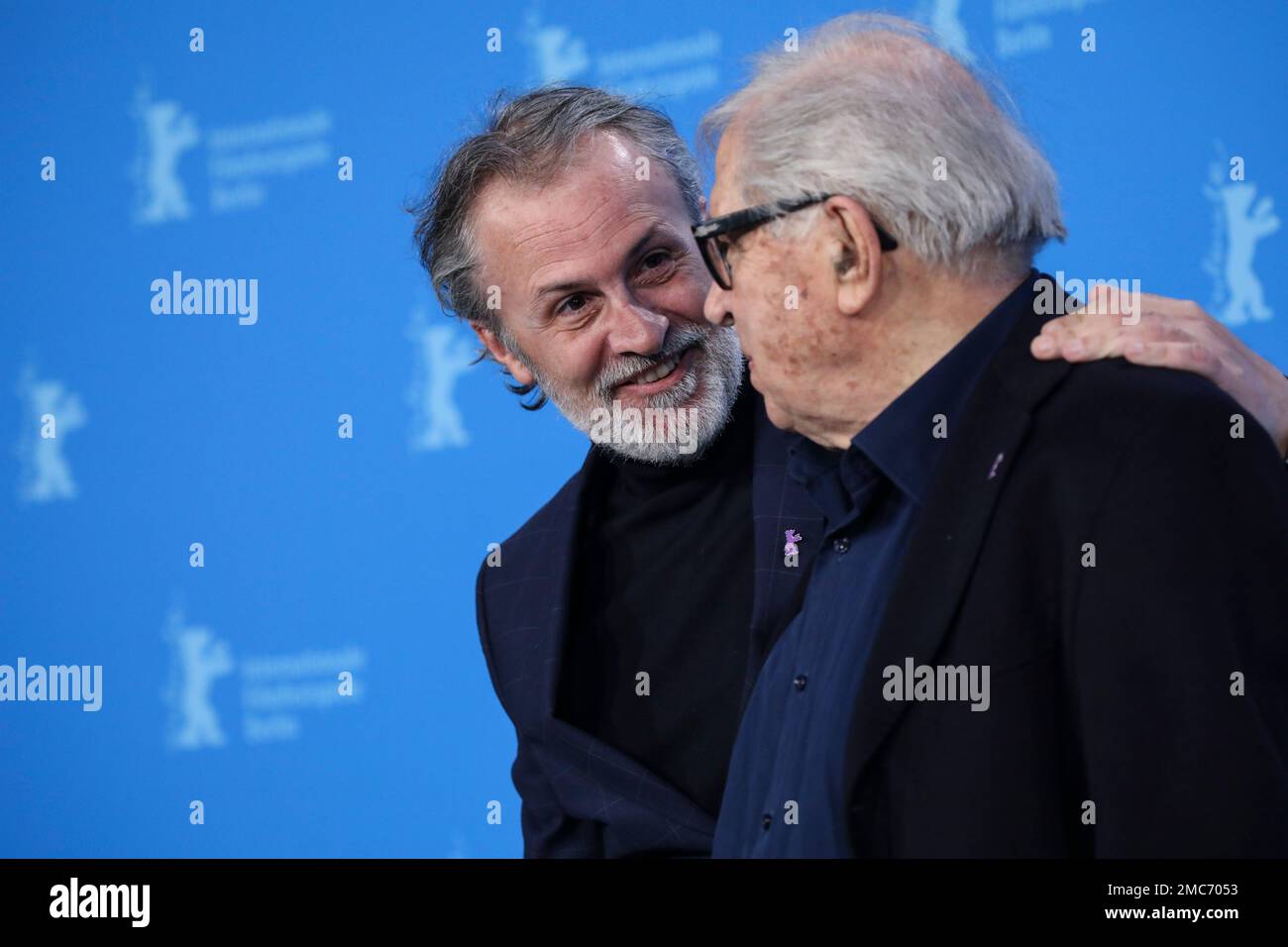 Fabrizio Ferracane, left, and Paolo Taviani pose for photographers at ...