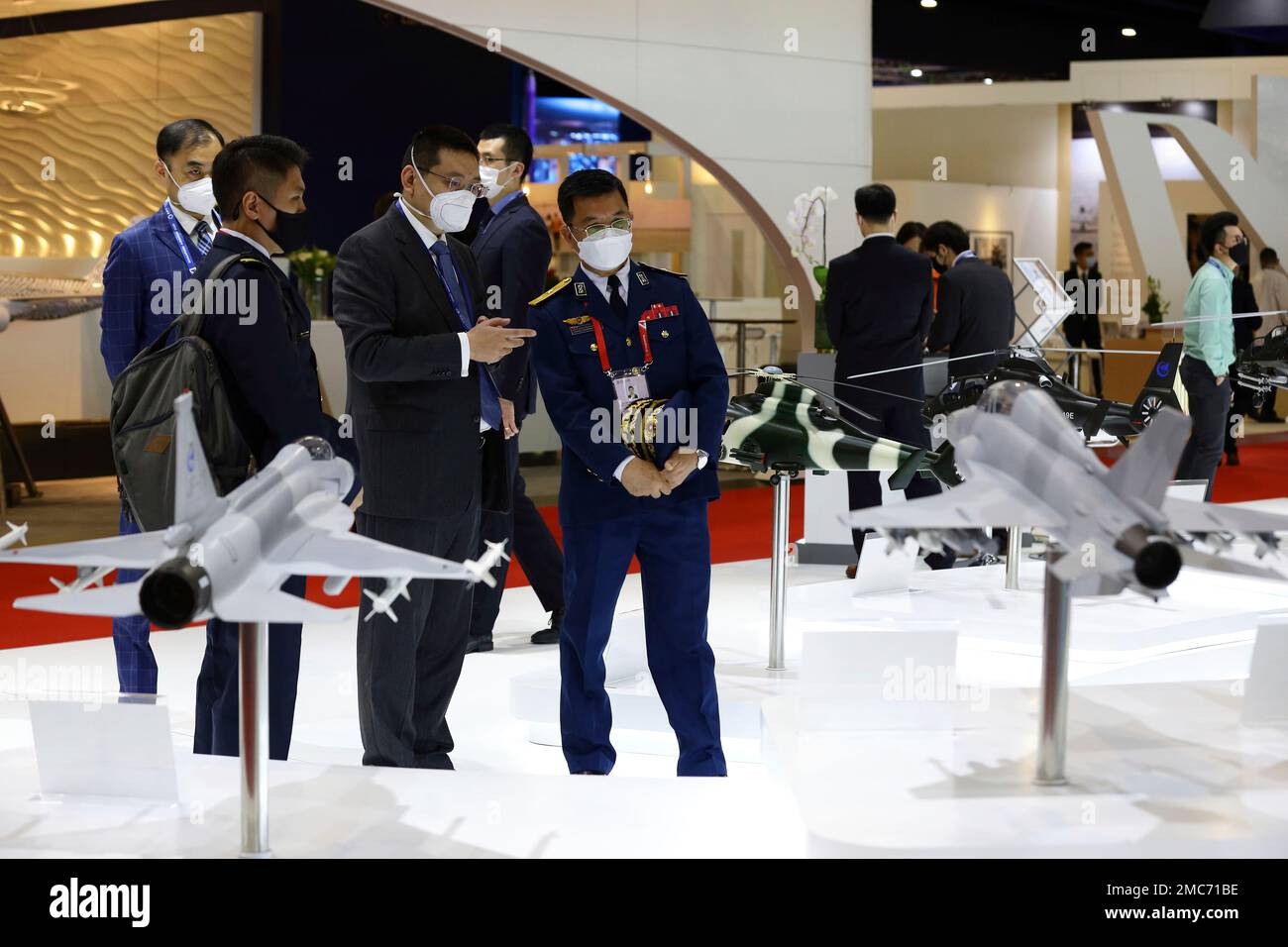 Visitors look at AVIC's Guizhou FTC-2000G multi functional dual set ...