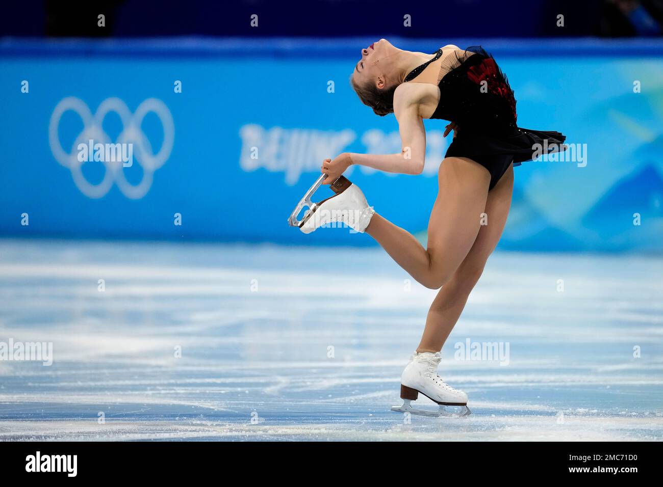 Anastasiia Gubanova, of Georgia, competes in the women's short program ...