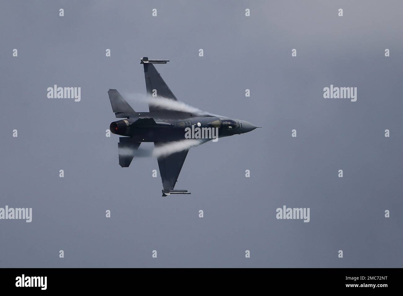A Republic of Singapore Air Force (RSAF) F-16C fighter jetperforms an aerial display during the ...