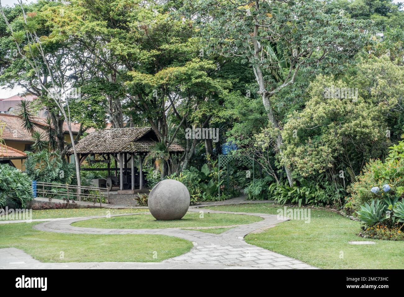Ancient stone sphere on display at the National Museum of Costa Rica in ...