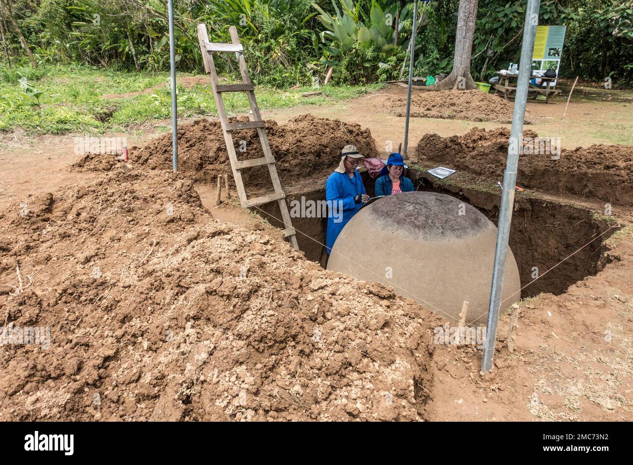 Archaeologists from the National Museum of Costa Rica investigating an ...