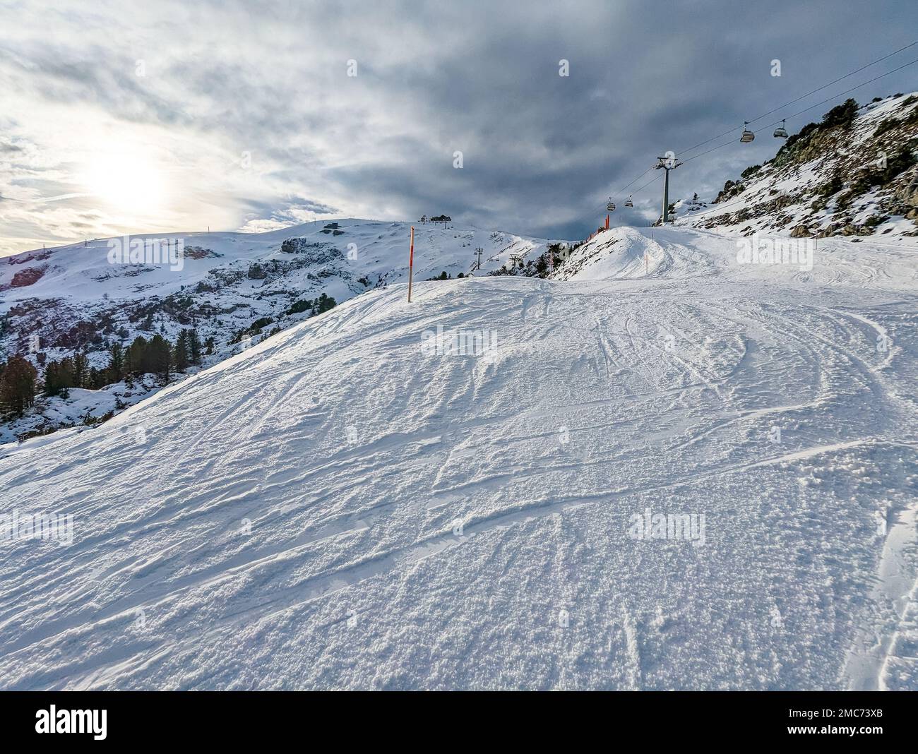 Snow covered mountains and ski slopes, ski area Stoos,Switzerland Stock ...