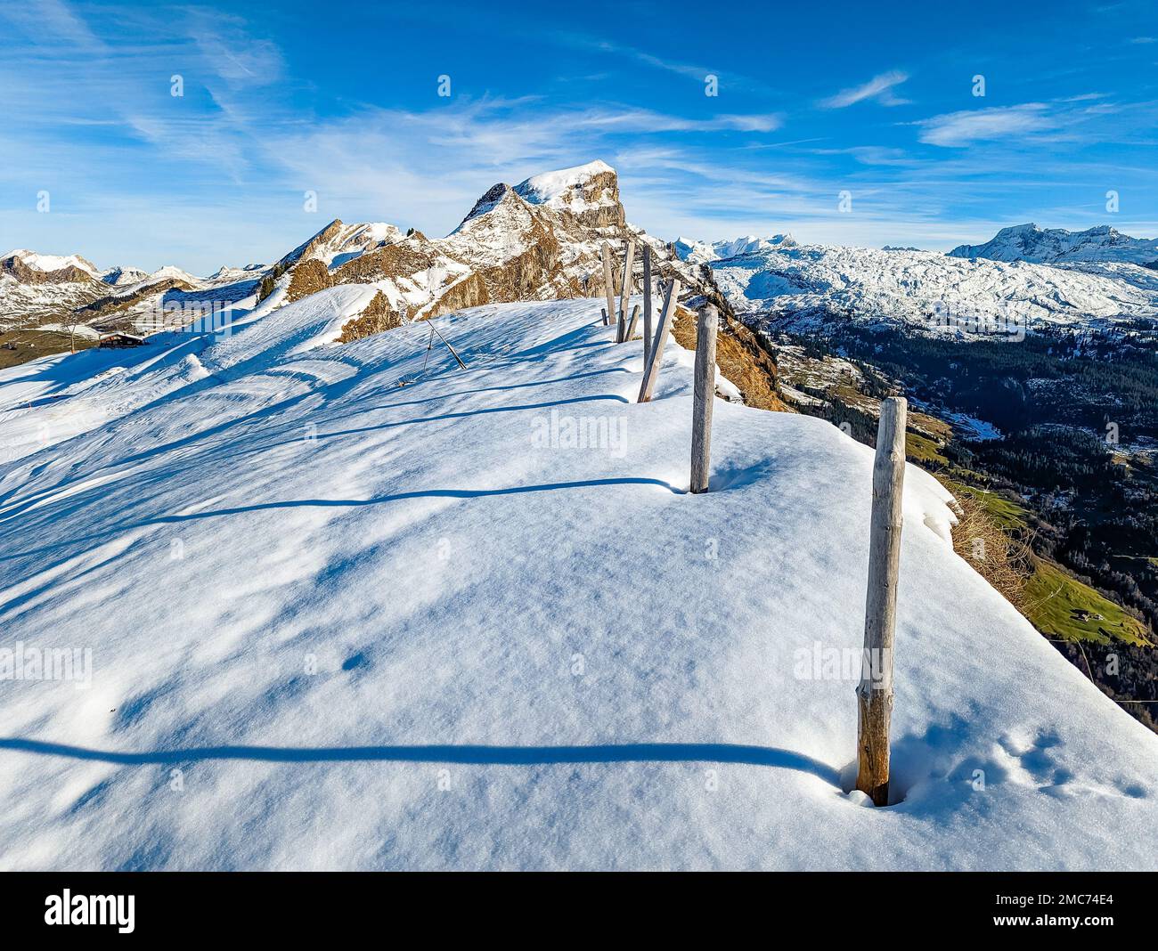 Snow covered mountains and ski slopes, ski area Stoos,Switzerland Stock ...