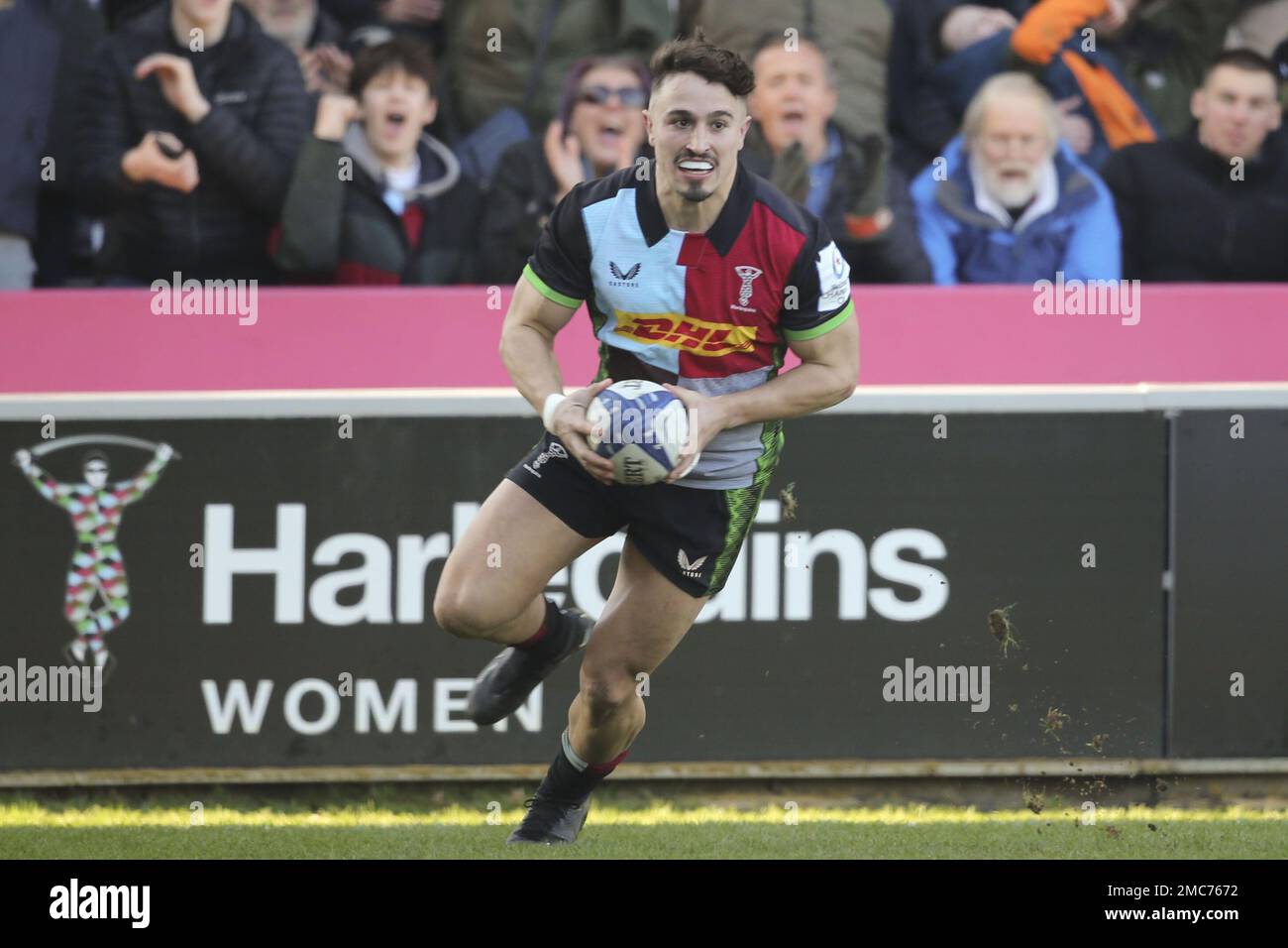 Harlequins' Cadan Murley scores a try during the Heineken Champions Cup ...