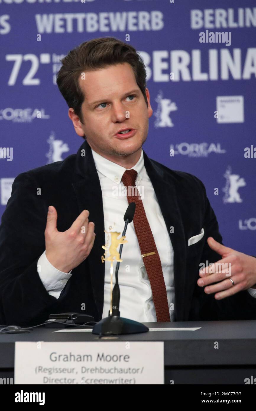 Graham Moore speaks at the press conference for the film 'The Outfit ...