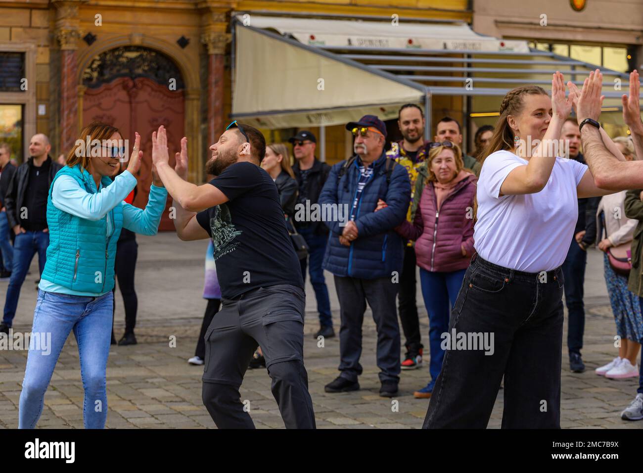 Wroclaw, Poland - April 2022: Rueda de Casino open event at market ...