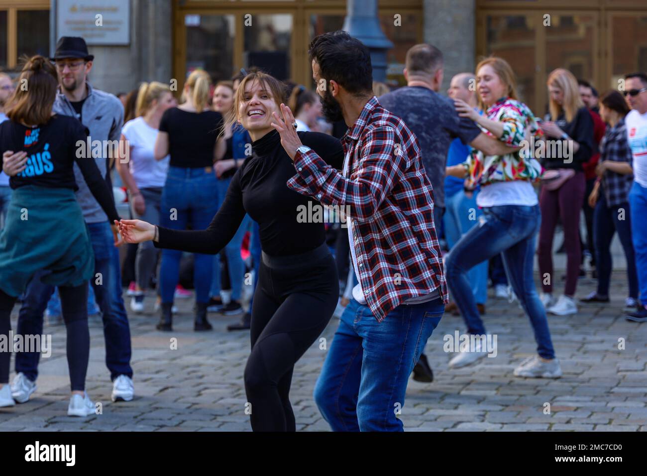 Wroclaw, Poland - April 2022: Rueda de Casino open event at market ...