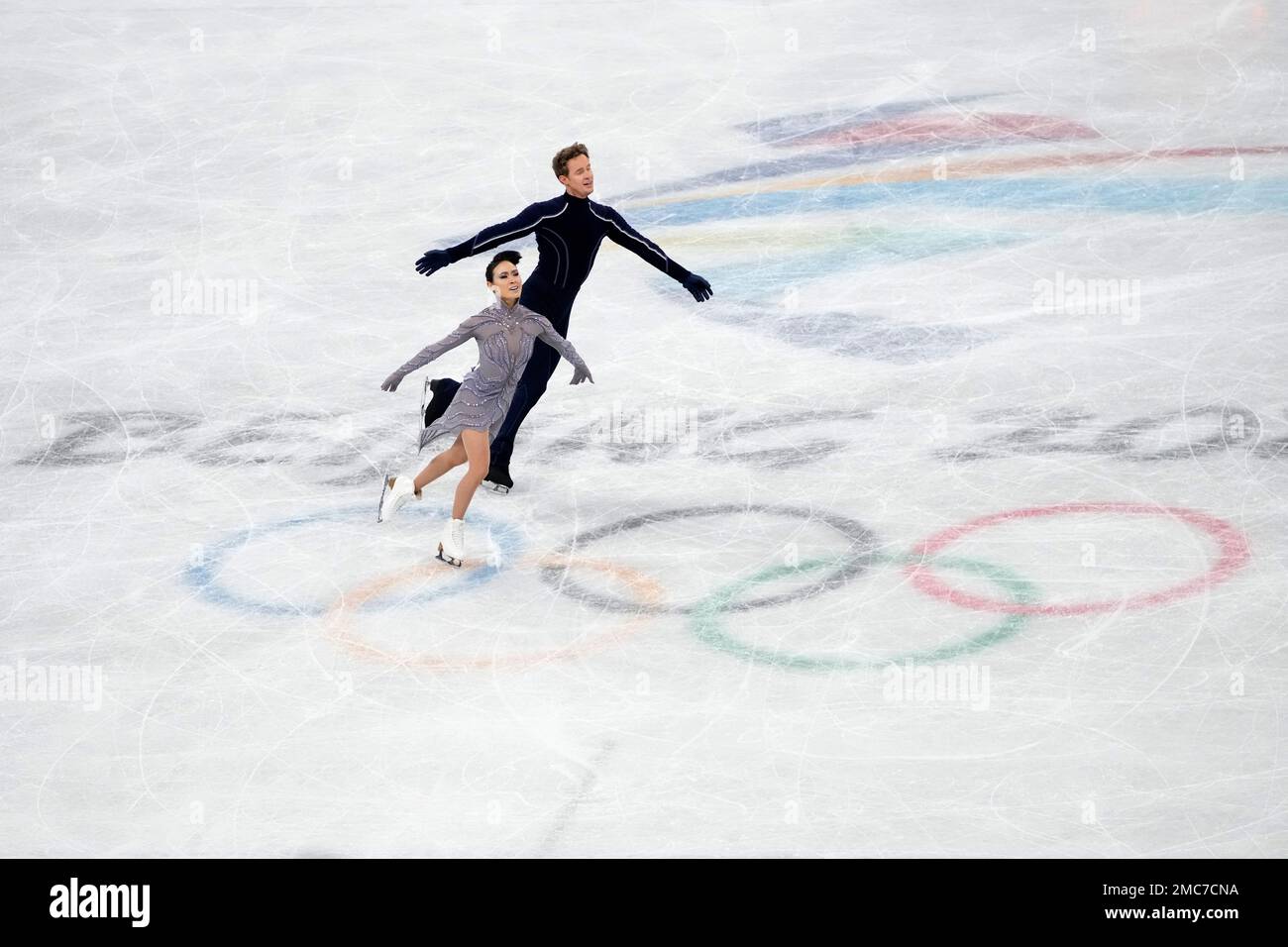 Madison Chock and Evan Bates, of the United States, perform their ...
