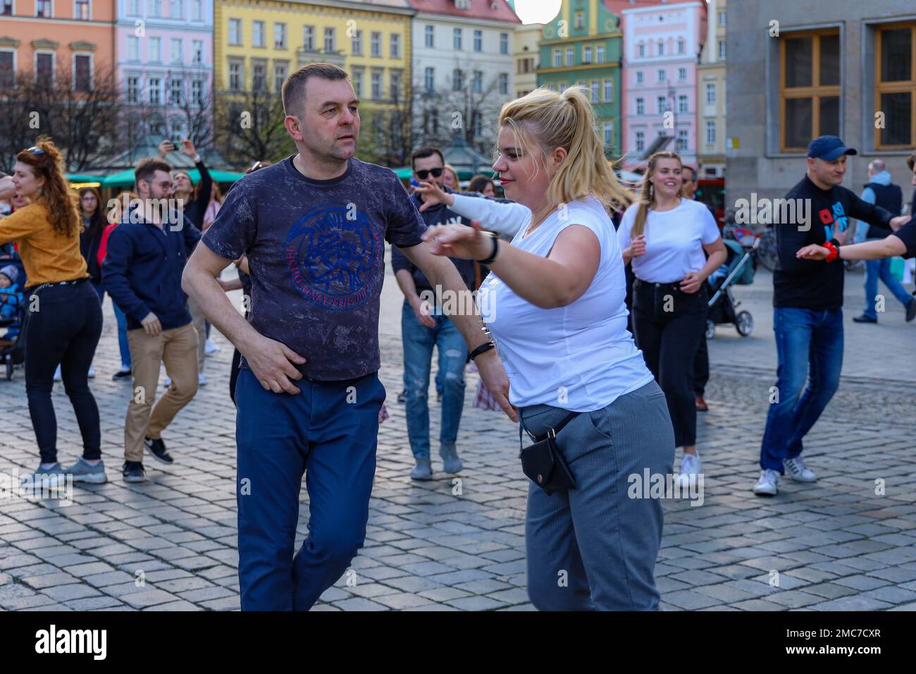 Wroclaw, Poland - April 2022: Rueda de Casino open event at market ...