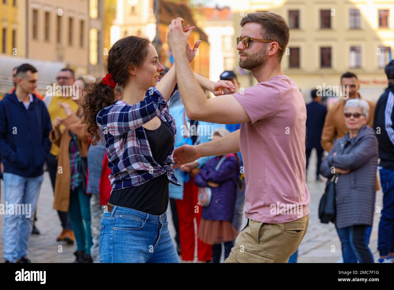 Wroclaw, Poland - April 2022: Rueda de Casino open event at market ...