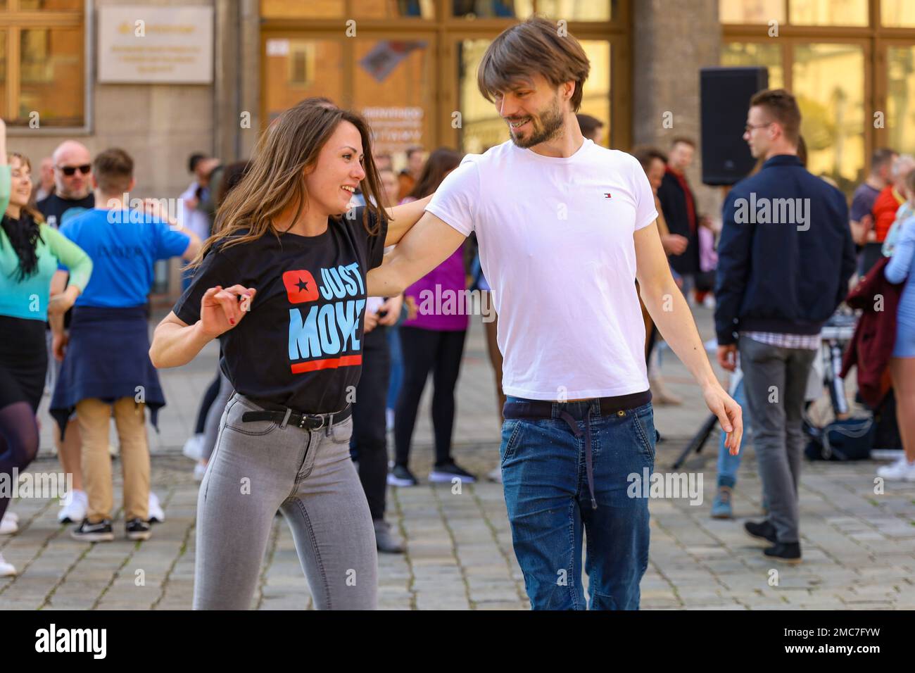 Wroclaw, Poland - April 2022: Rueda de Casino open event at market ...