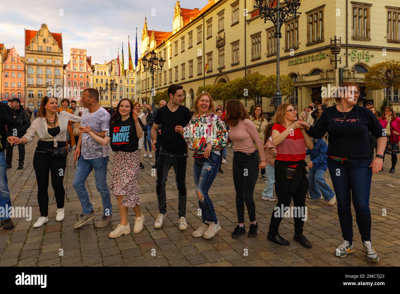 Wroclaw, Poland - April 2022: Rueda de Casino open event at market ...