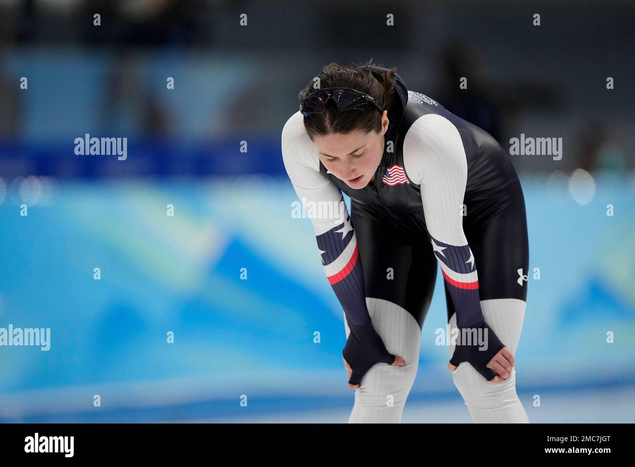 Kimi Goetz of the United States reacts after her heat in the ...