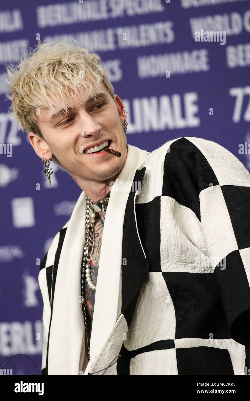 Colson Baker, also known as Machine Gun Kelly, at the press conference ...