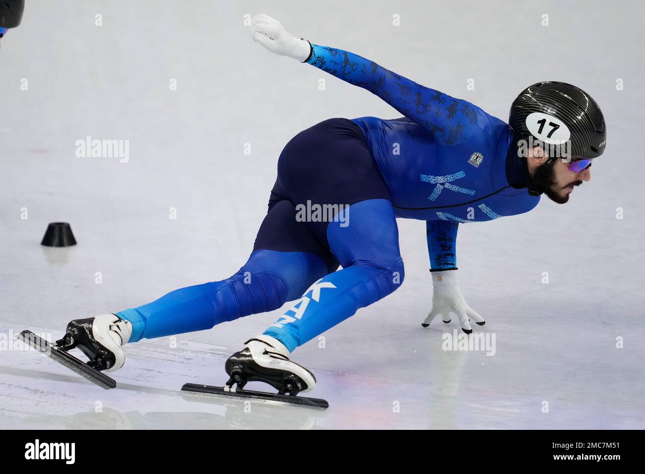 Denis Nikisha of Kazakhstan, races in his men's 500-meters quarterfinal ...