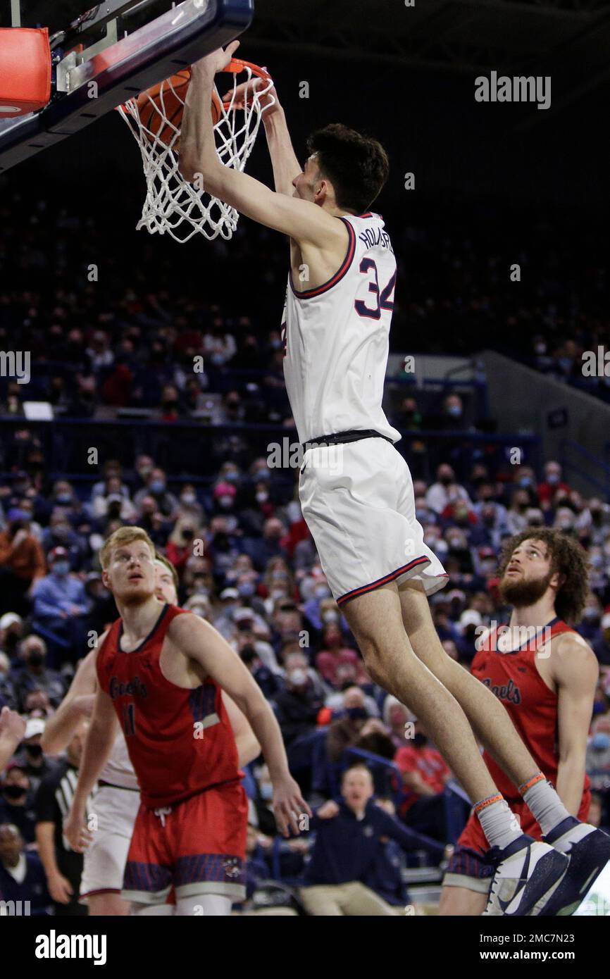 Gonzaga center Chet Holmgren dunks during the second half of an NCAA ...