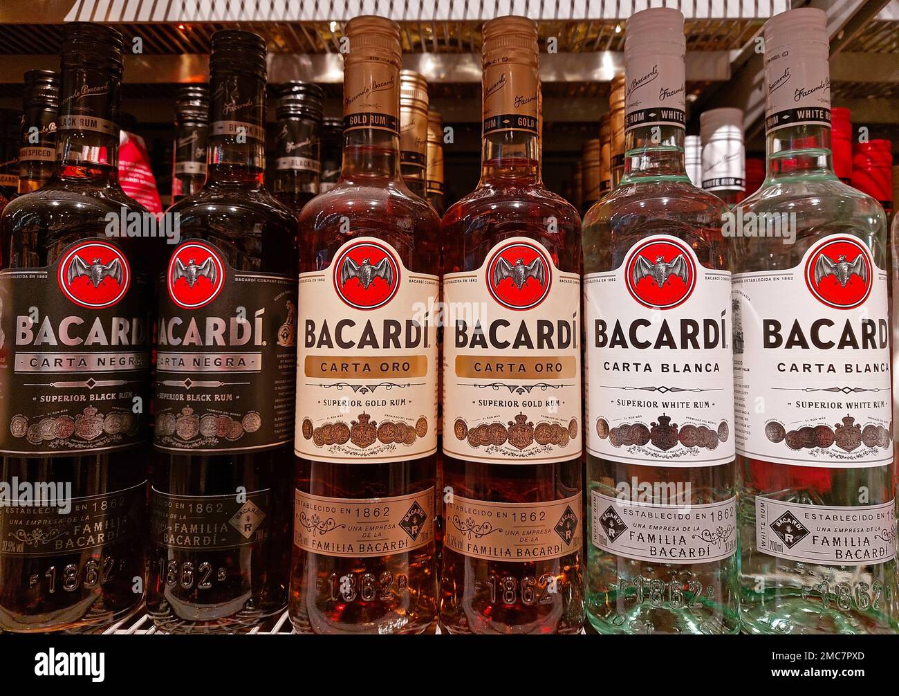 Bacardi rum bottles Stock Photo - Alamy