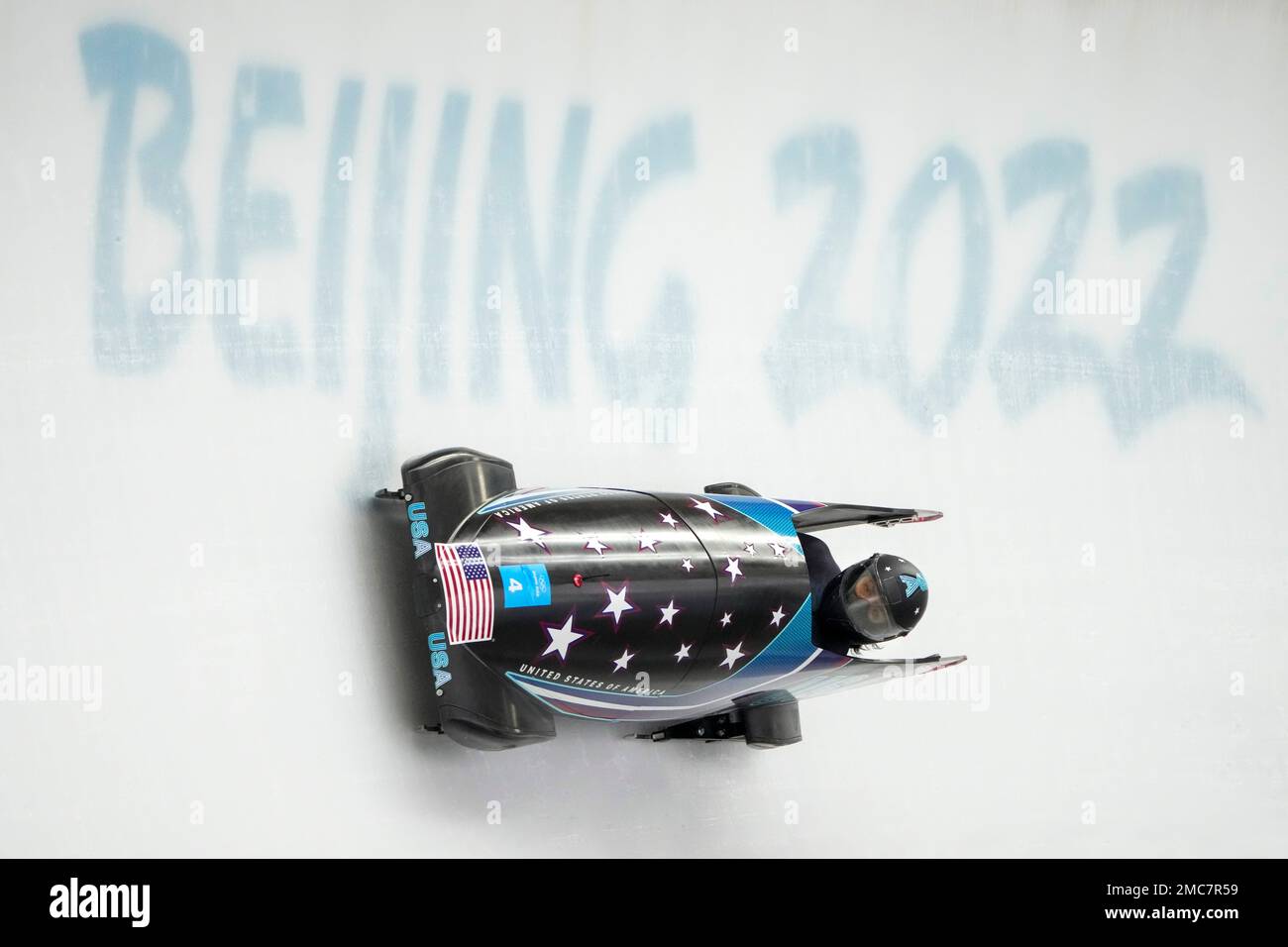 Elana Meyers Taylor, of United States, drives during the women's ...
