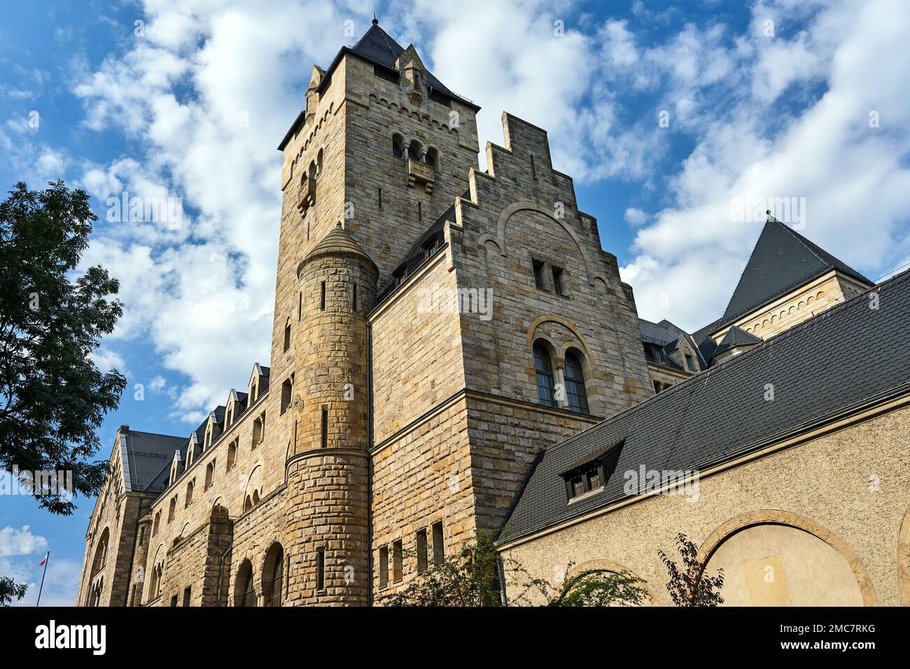 Stone historic Imperial castle with towers in Poznan, Poland Stock ...