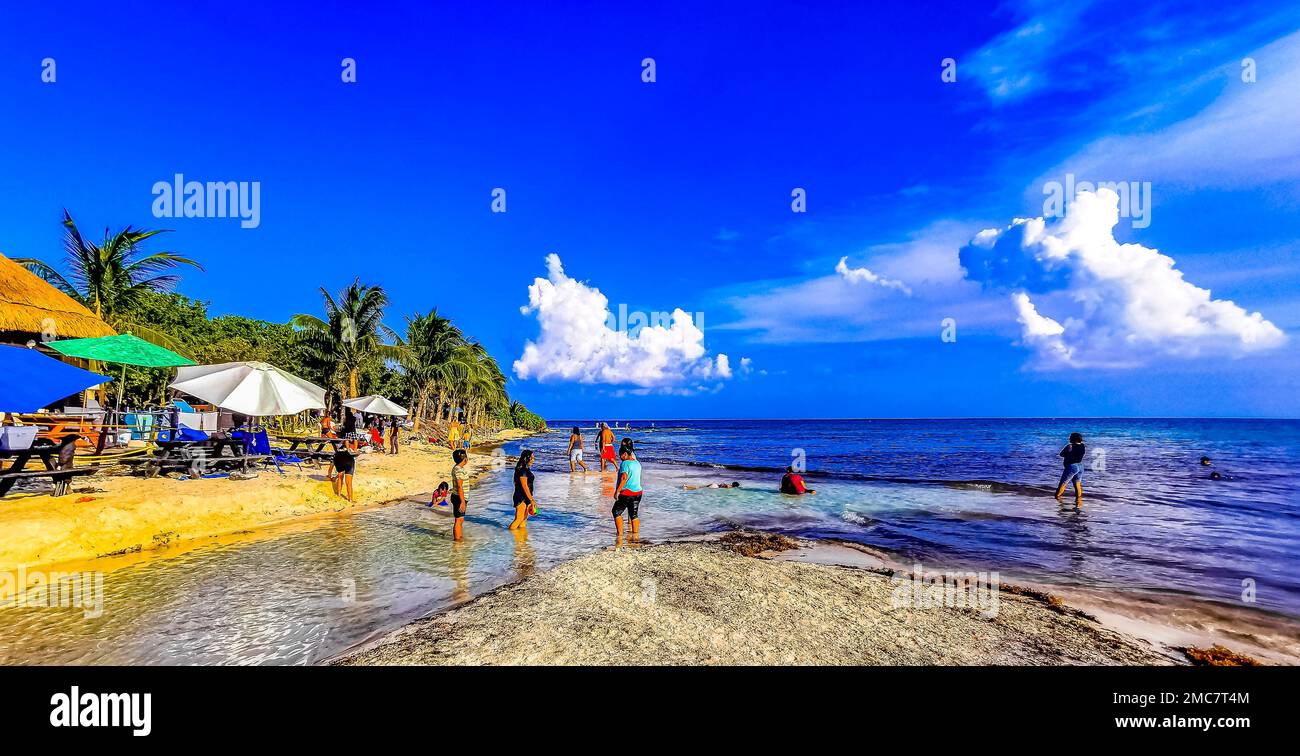 Tropical mexican beach landscape panorama with clear turquoise blue ...