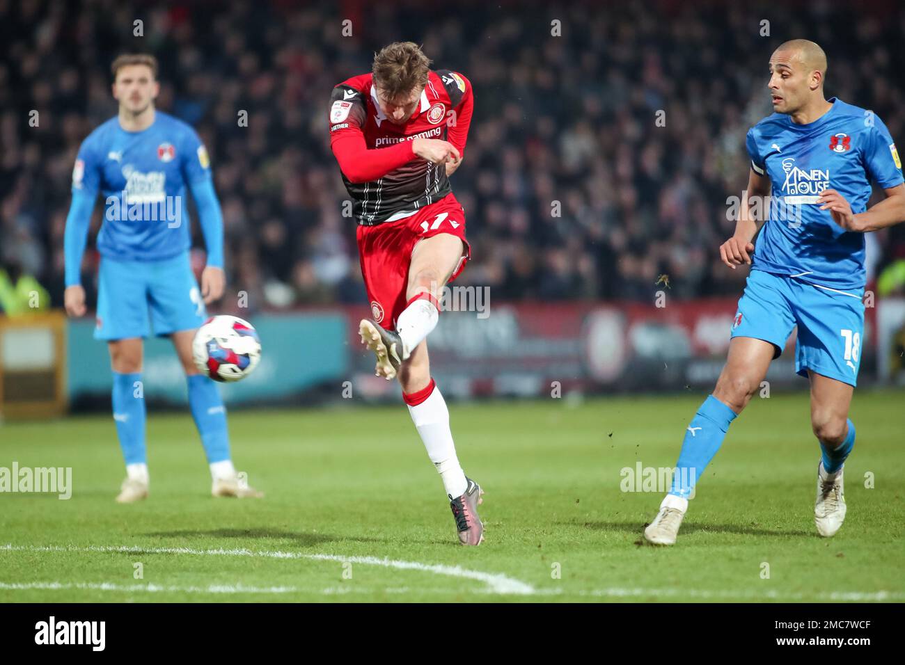 Stevenage's Alex Gilbey takes a shot at Goal during the Sky Bet League ...