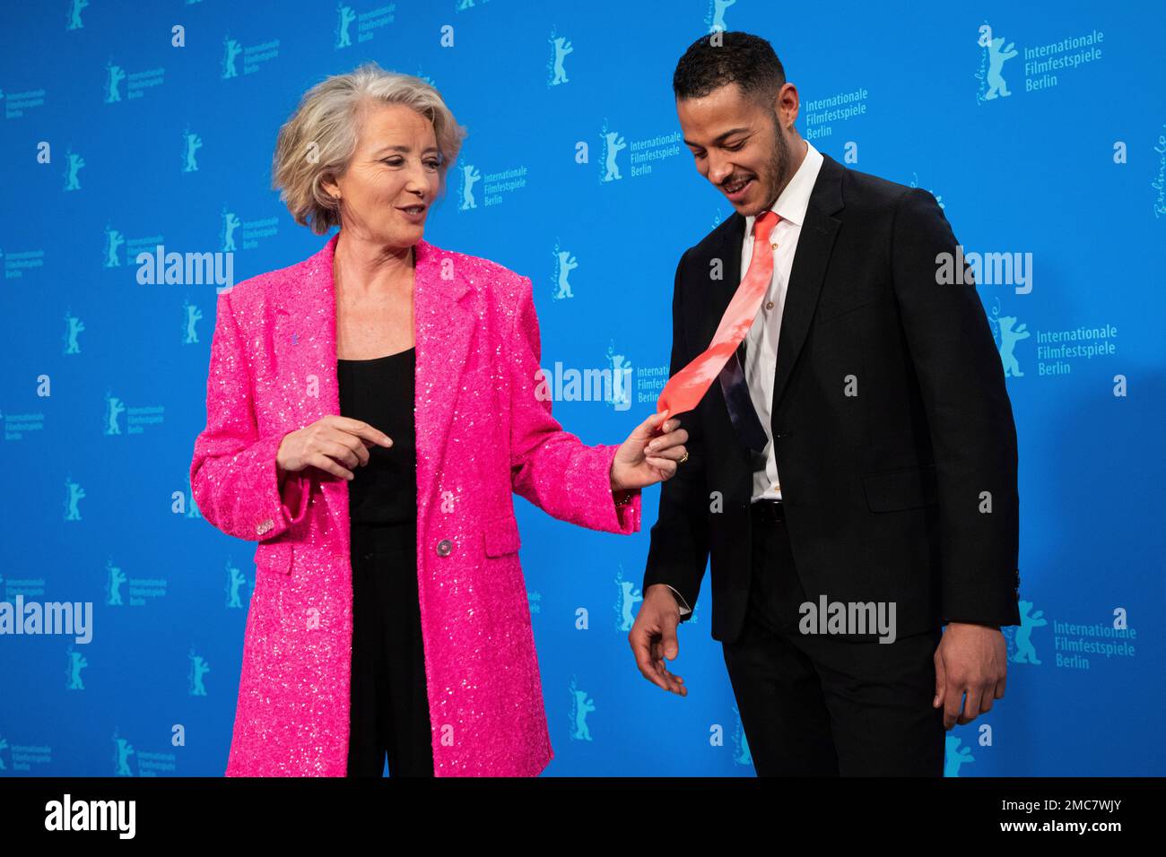 Actress Emma Thompson, left, and actor Daryl McCormack pose for ...