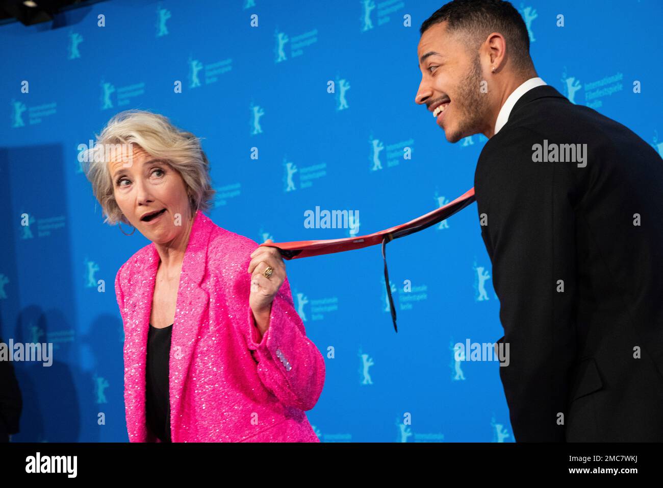 Actress Emma Thompson, left, and actor Daryl McCormack pose for ...