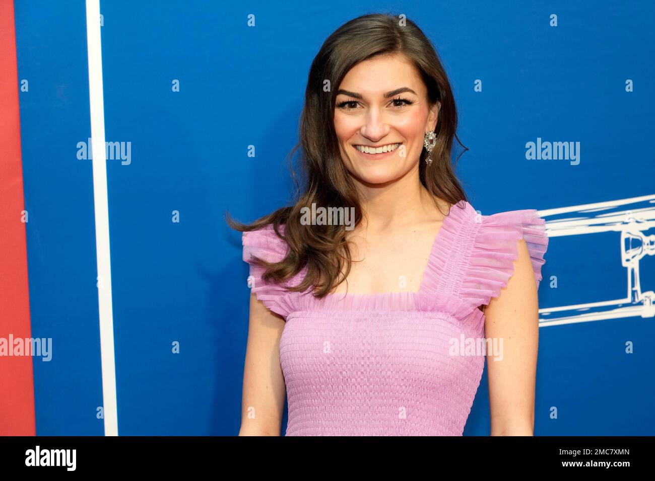 Haley Fish walks the red carpet after the opening night performance of Broadway's "The Music Man ...