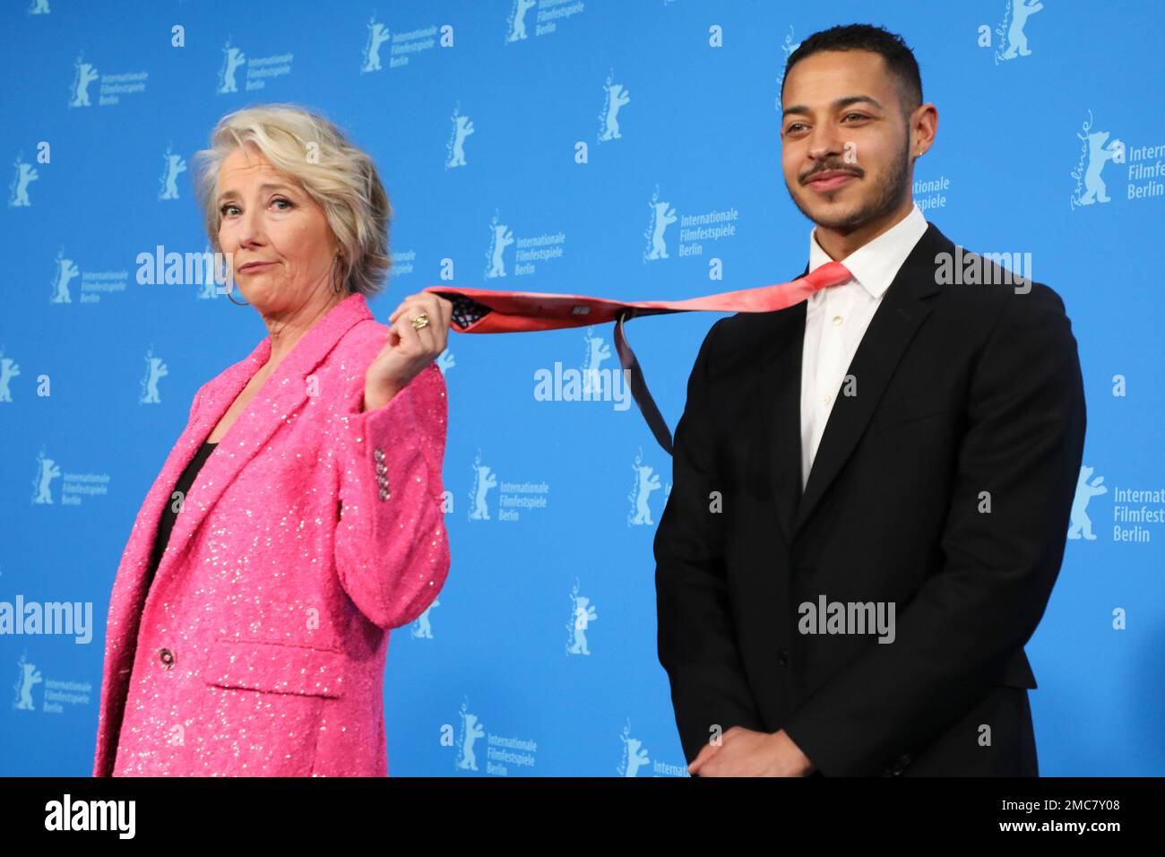 Actress Emma Thompson, left, and actor Daryl McCormack pose for ...