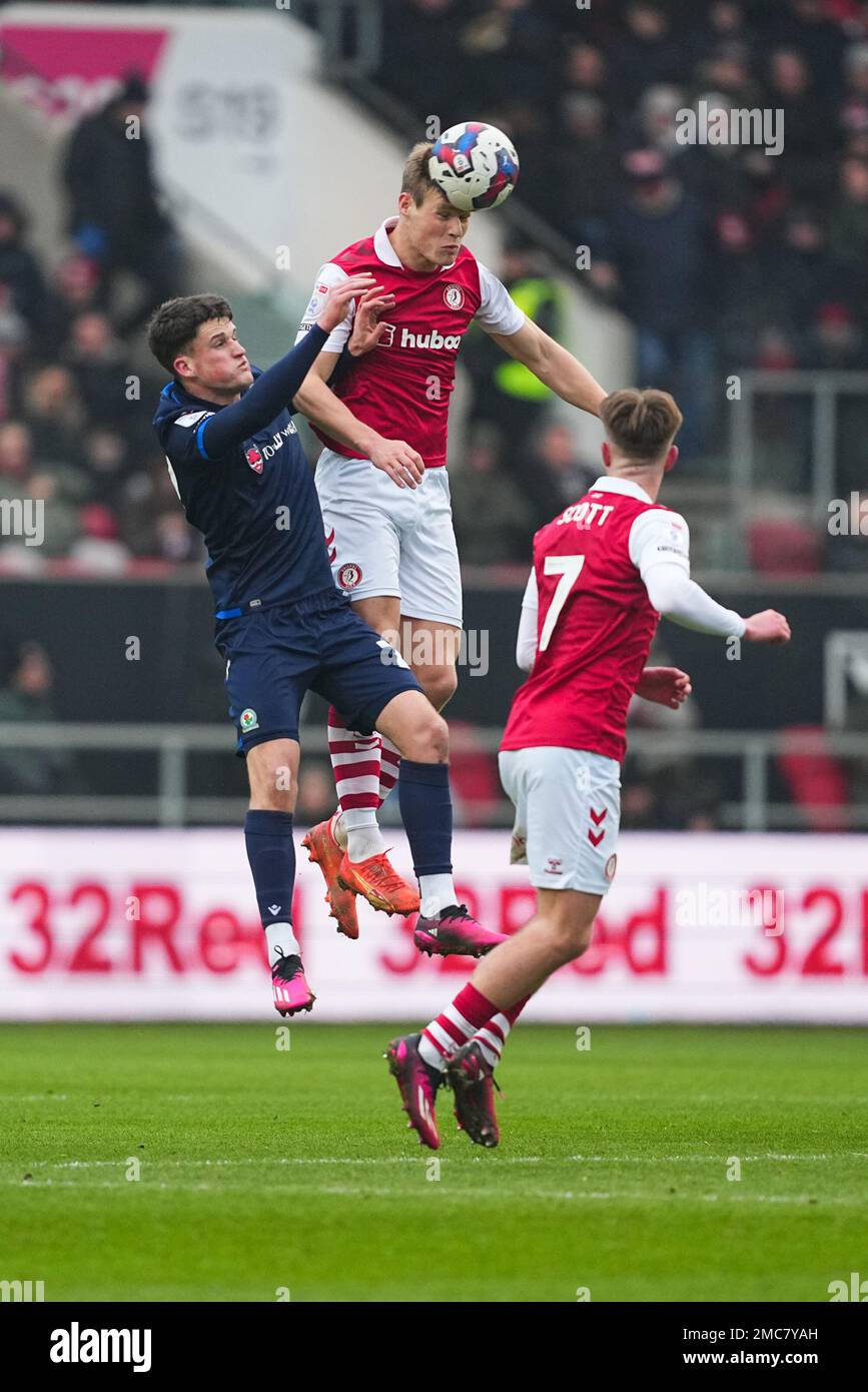 Robert Atkinson of Bristol City heads the ball during the EFL Sky Bet Championship match between ...