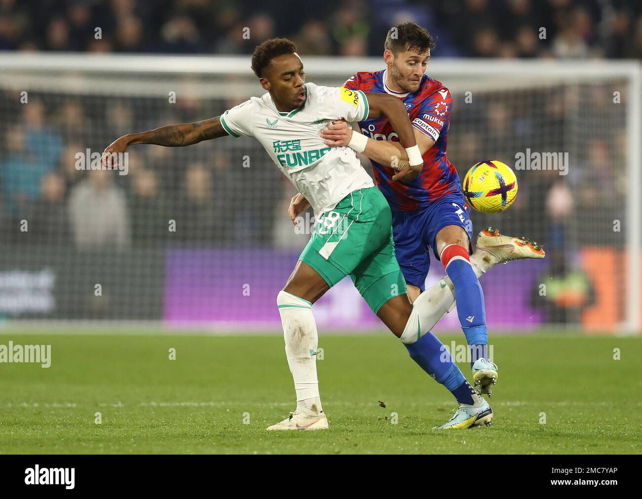London, England, 21st January 2023. Joel Ward of Crystal Palace and Joe ...