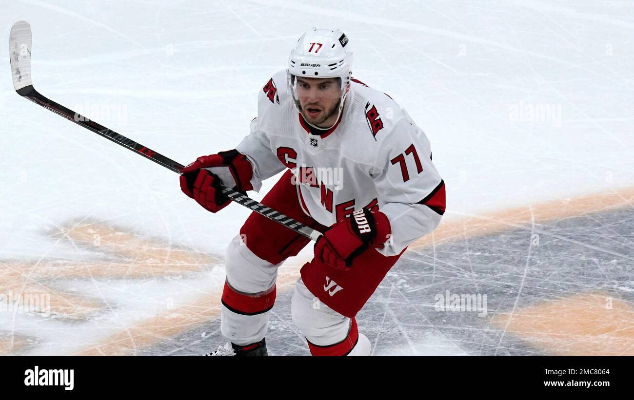 Carolina Hurricanes defenseman Tony DeAngelo (77) during an NHL hockey ...