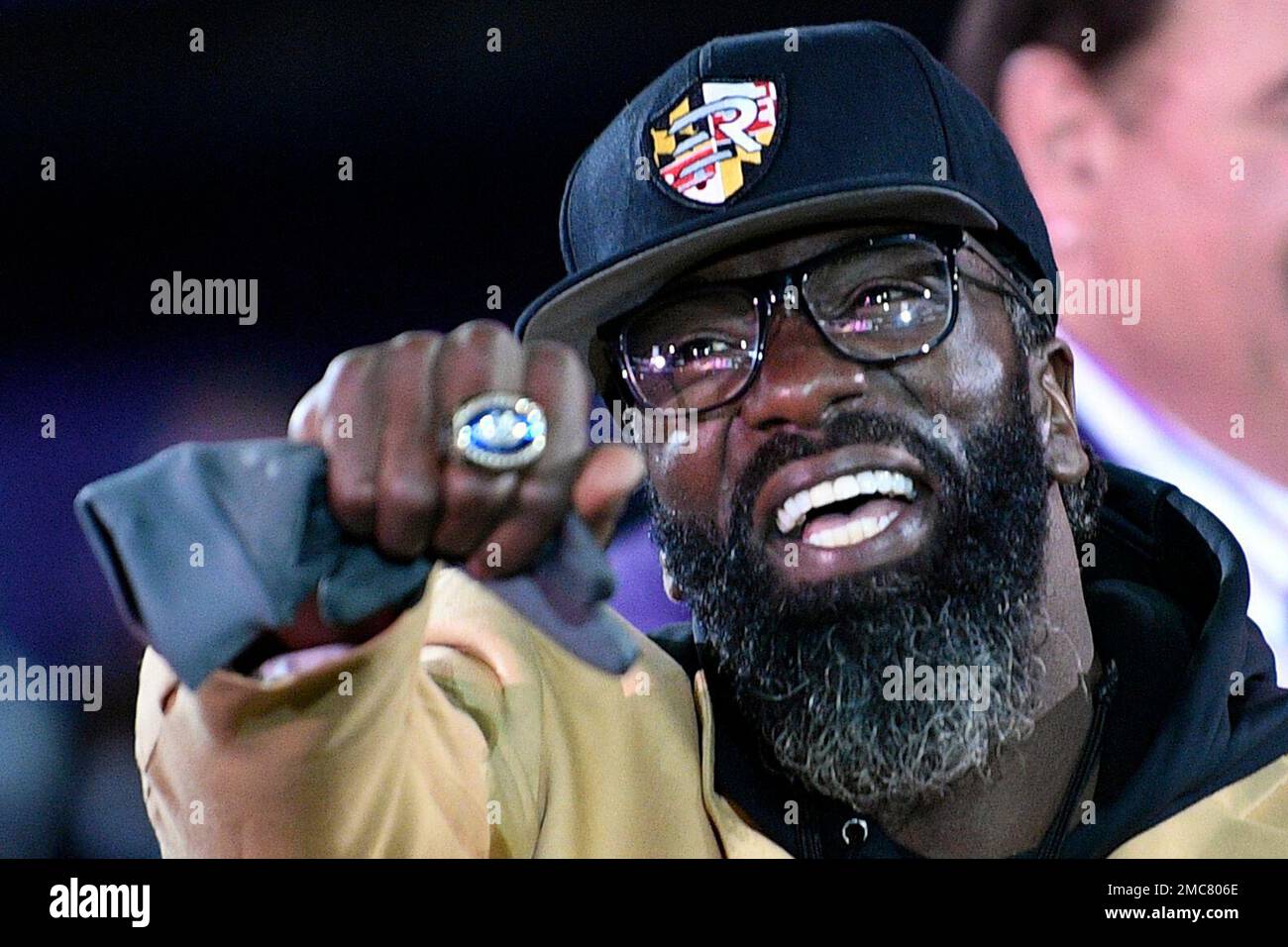FILE - In this Nov. 3, 2019, file photo, former Baltimore Ravens safety ...
